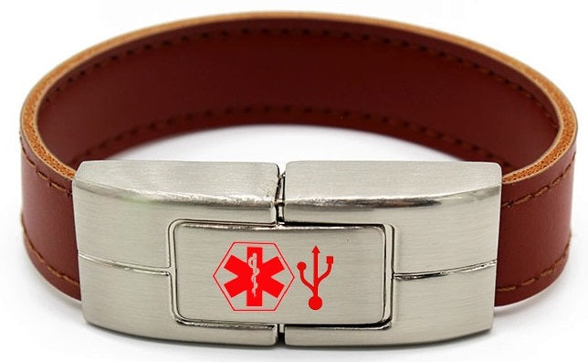 Medical Alert USB Leather Bracelet – My Emergency Data